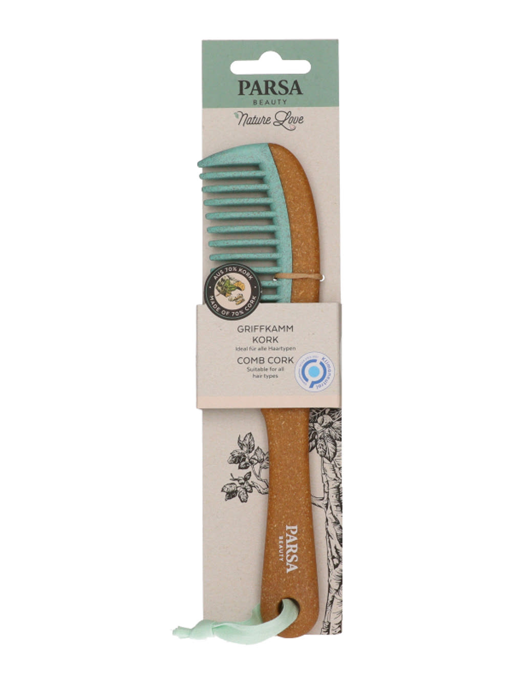 Parsa Beauty Nature nyeles parafa fésű - 1 db