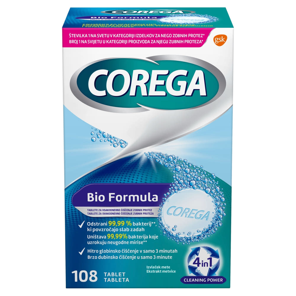 Corega Bio Formula műfogsortisztító tabletta - 108 db