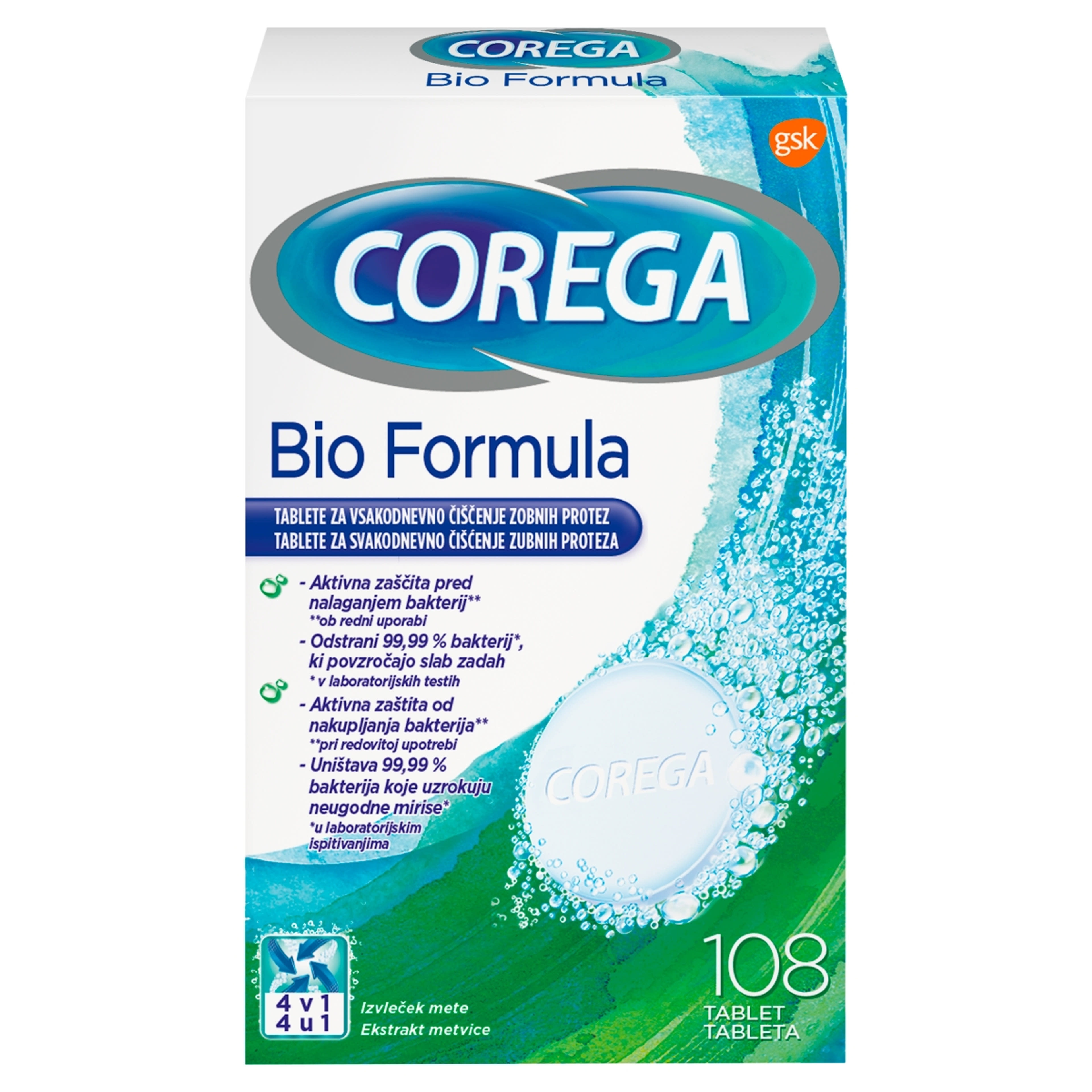 Corega Bio Formula műfogsortisztító tabletta - 108 db