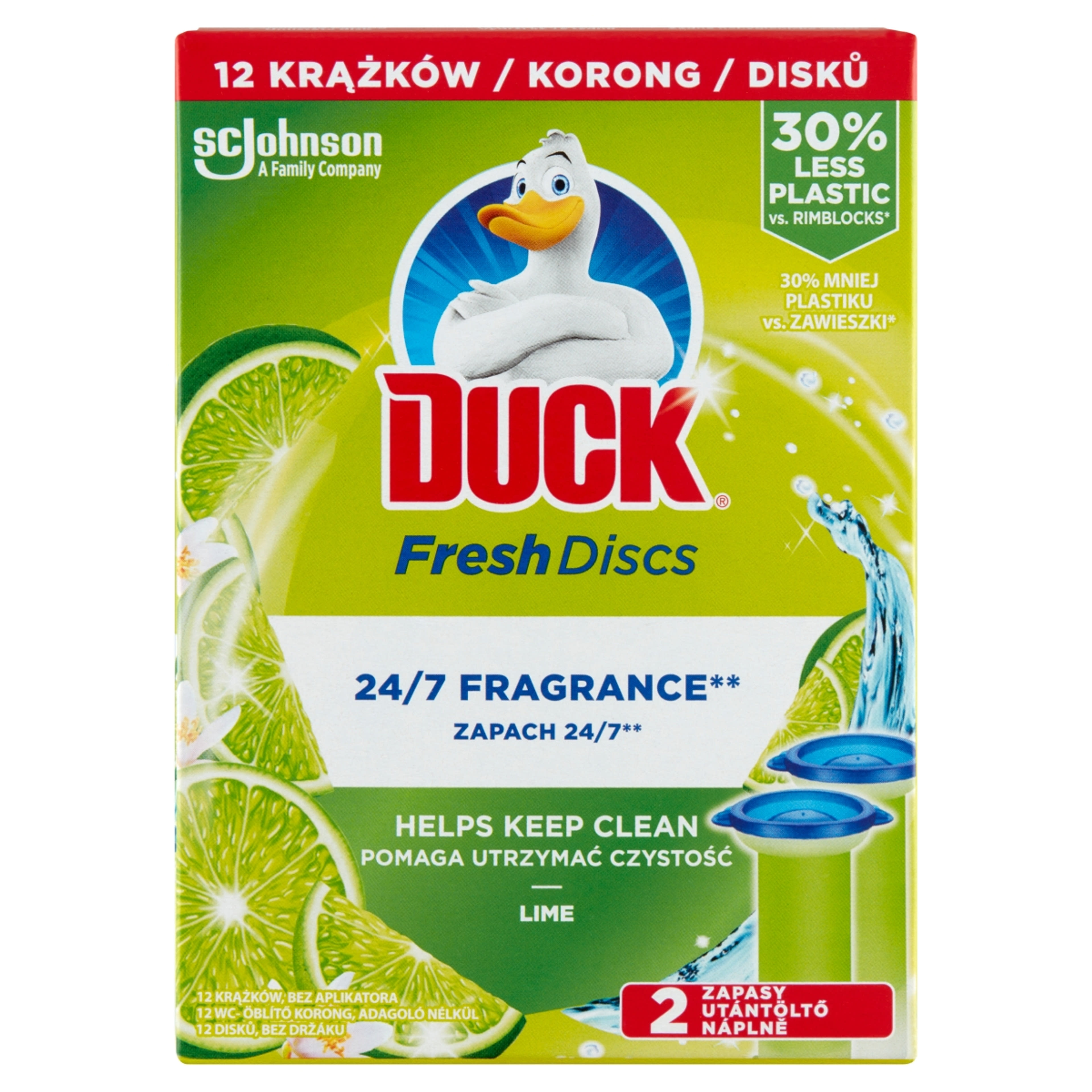 Duck Fresh Discs Duo Lime Illattal WC-Öblítő Korong Utántöltő (2x36 ml ...